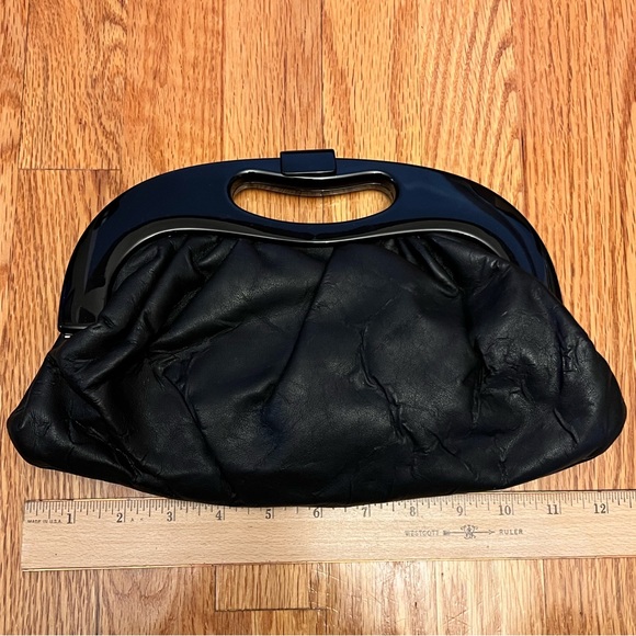 LOFT | Bags | Vintage Ann Taylor Loft Black Faux Leather With Lucite ...